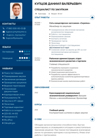 Резюме специалиста по закупкам | Образец на работу с госзакупками ...